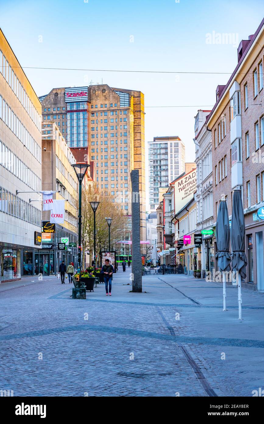 MALMO, SWEDEN, APRIL 24, 2019: Sunset view of Sodergatan street in ...