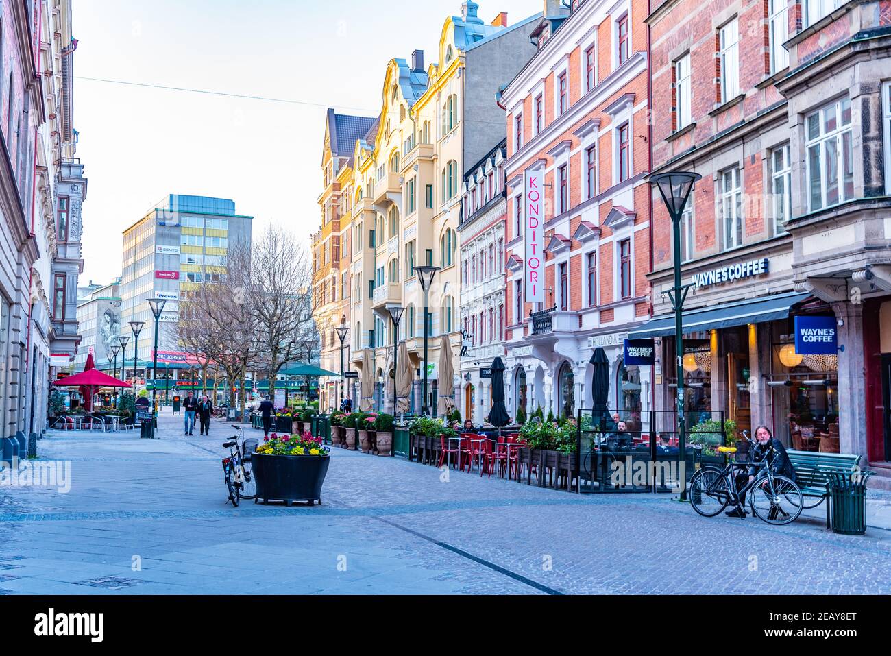 MALMO, SWEDEN, APRIL 24, 2019: Sunset view of Sodergatan street in ...