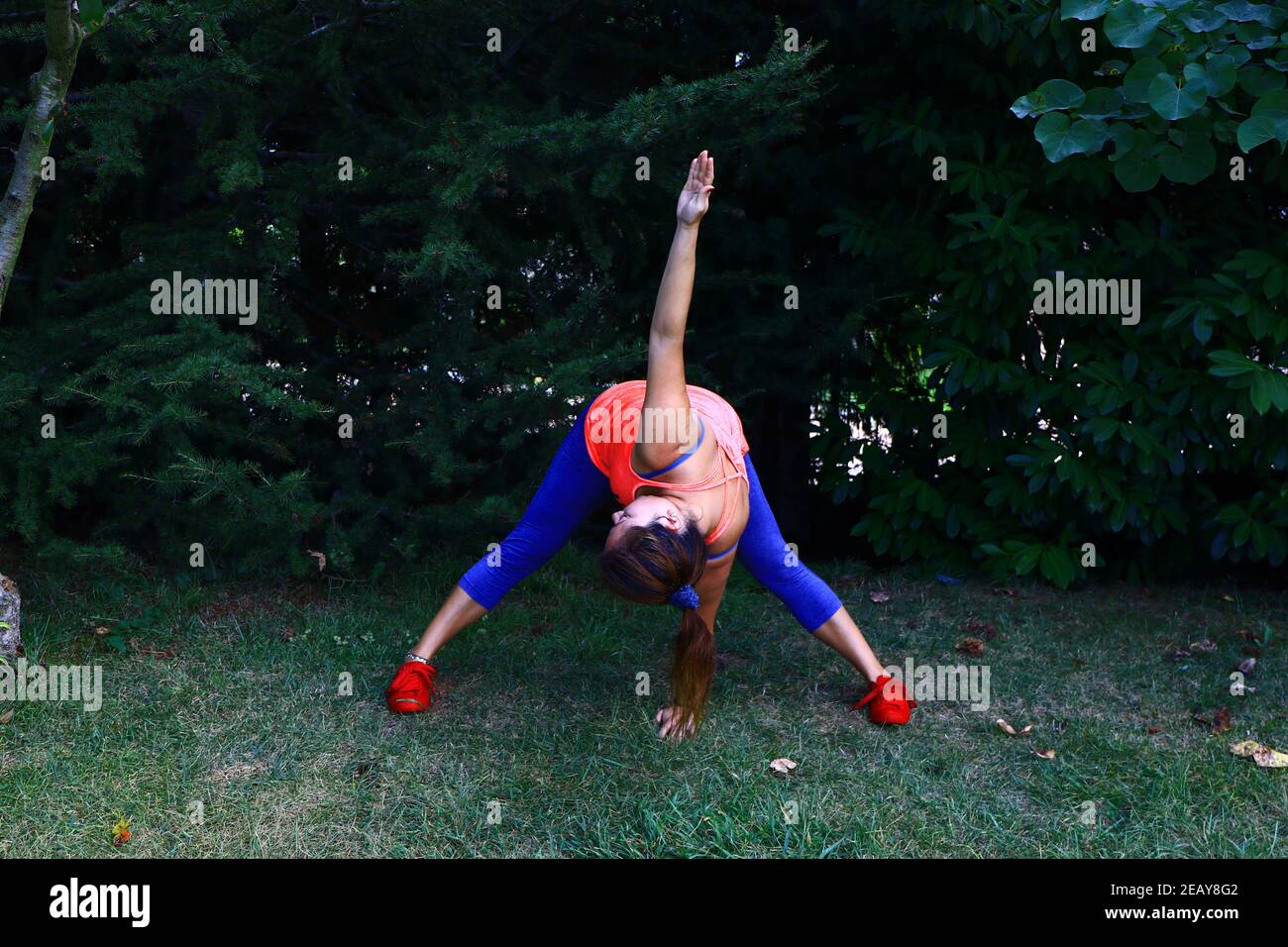 Yoga twisted pose hi-res stock photography and images - Alamy