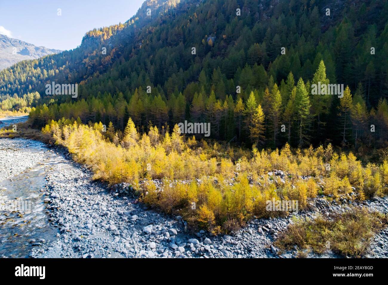 Valmalenco (IT), Chiareggio, Aerial view of the Val Sissone Stock Photo ...