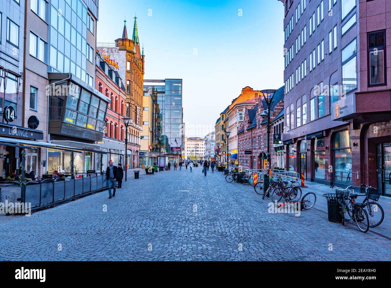 MALMO, SWEDEN, APRIL 24, 2019: Sunset view of Sodergatan street in ...