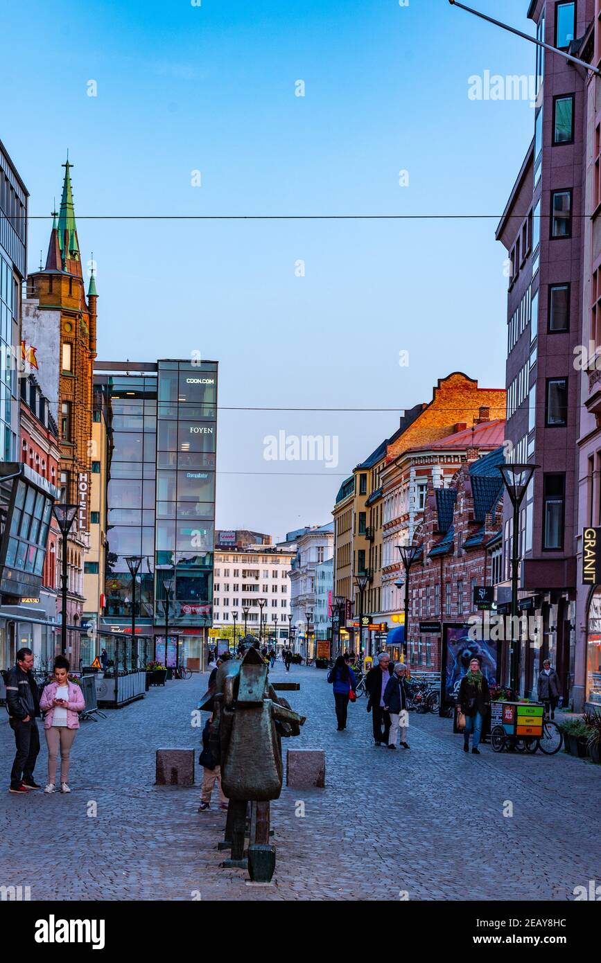 MALMO, SWEDEN, APRIL 24, 2019: Sunset view of Sodergatan street in ...
