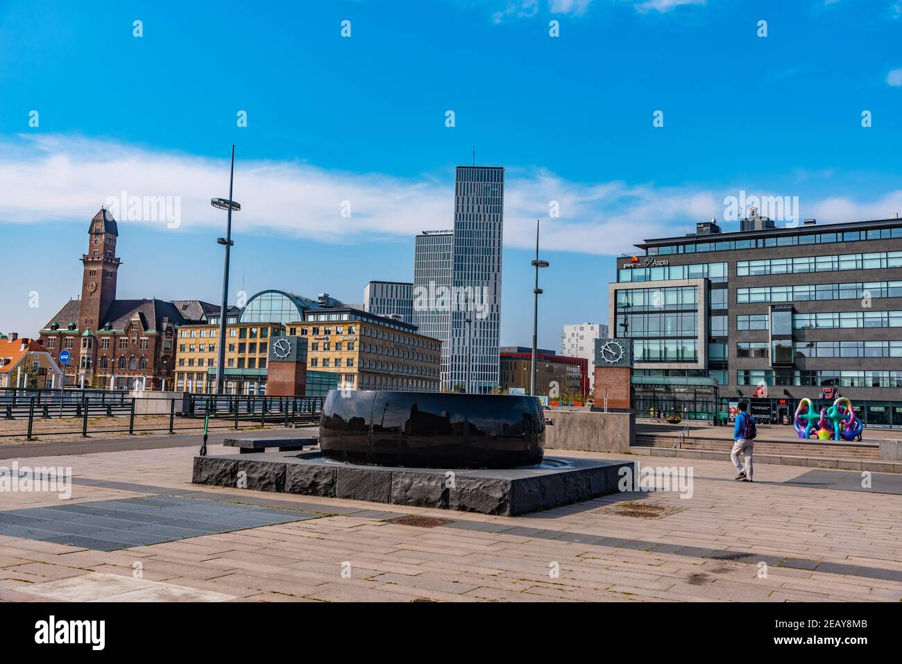 MALMO, SWEDEN, APRIL 25, 2019: View of waterfront alongside a channel ...