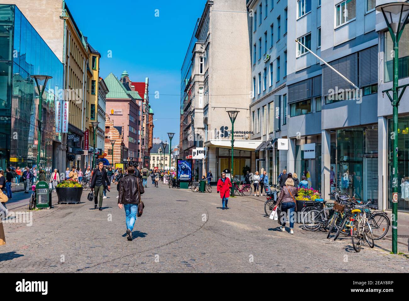 MALMO, SWEDEN, APRIL 25, 2019: People are strolling on Sodergatan ...