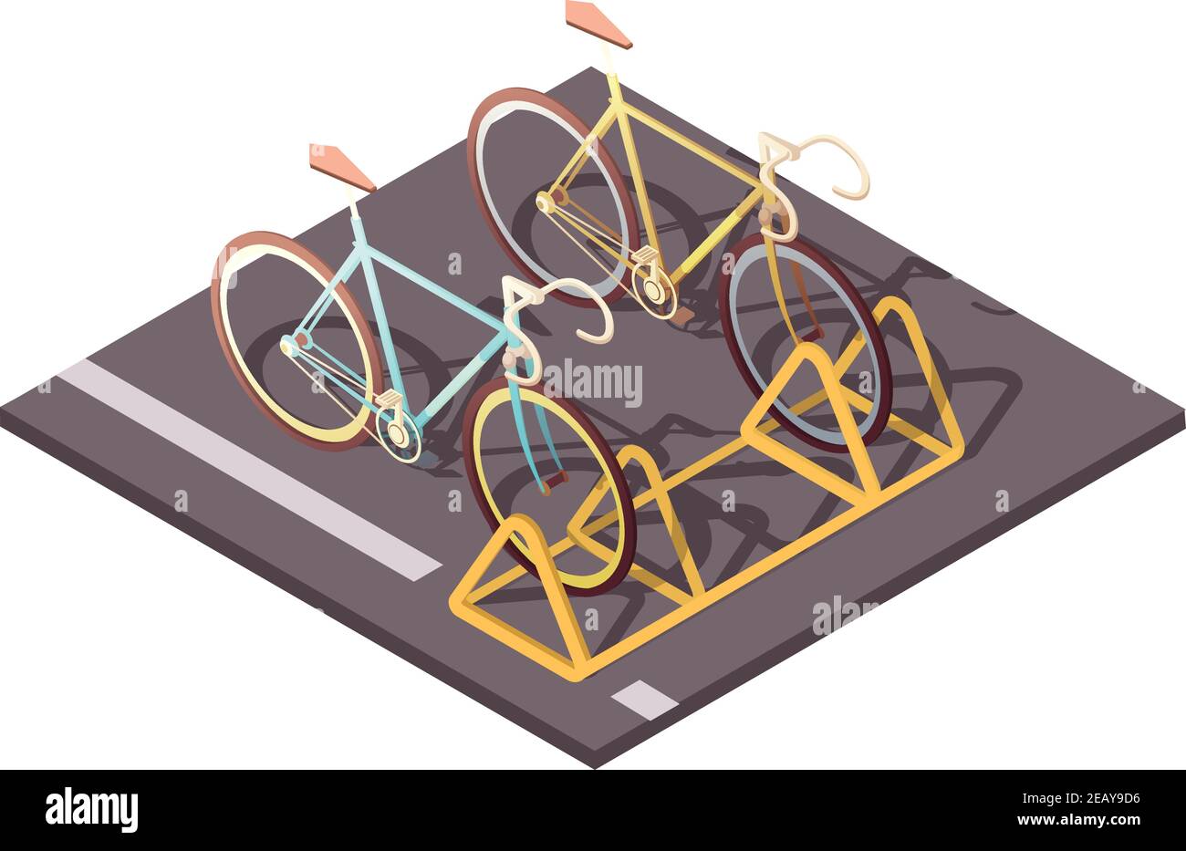 Bicycle parking concept with city bike ride symbols isometric vector ...