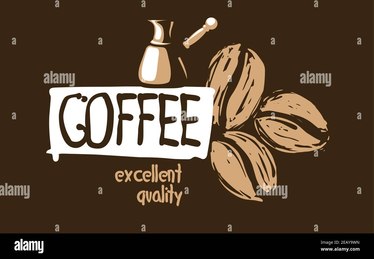Drawn vector logo for making coffee on a dark background Stock Vector ...