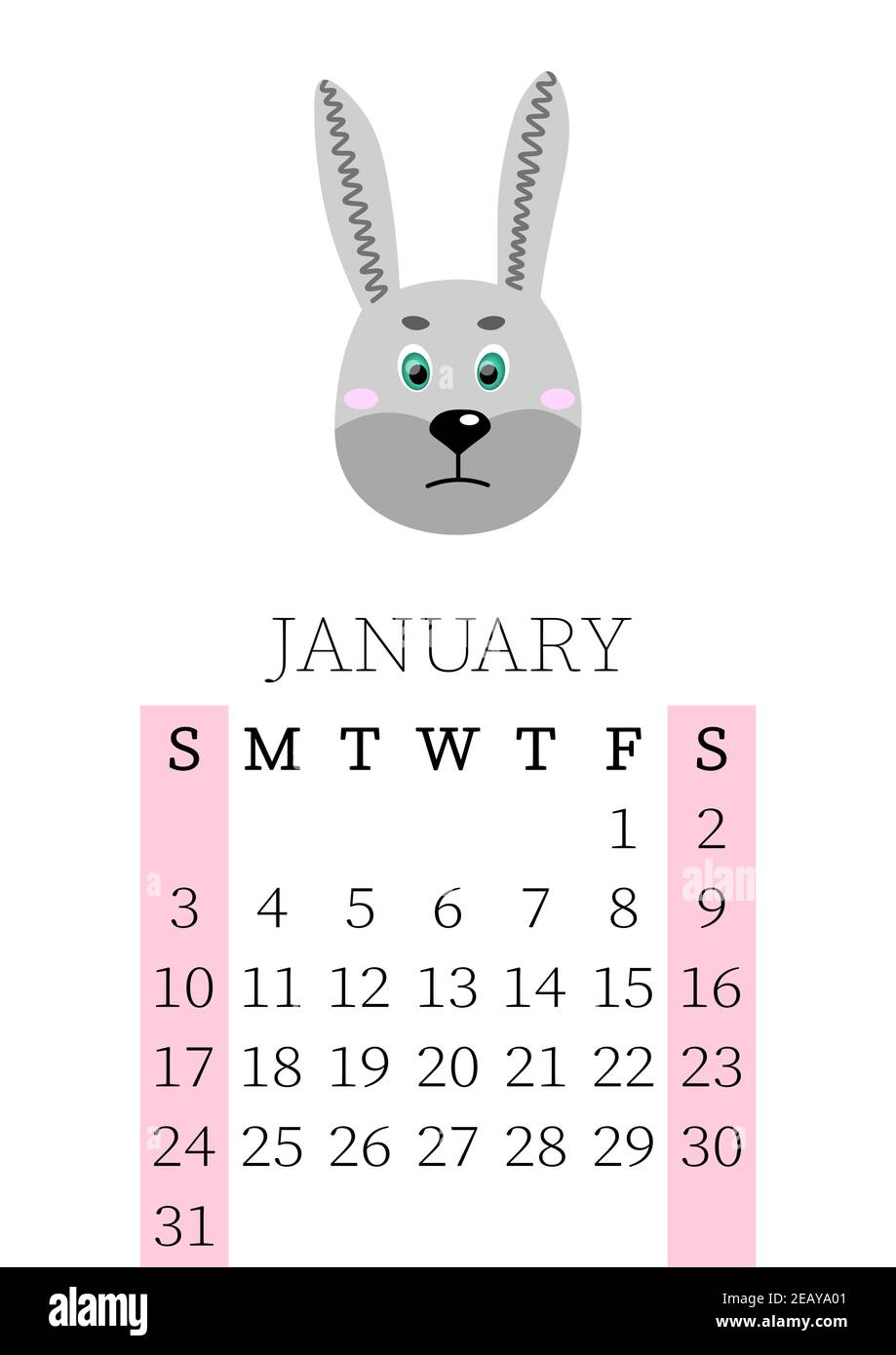 Calendar 2021. Monthly calendar for January 2021 from Sunday to ...