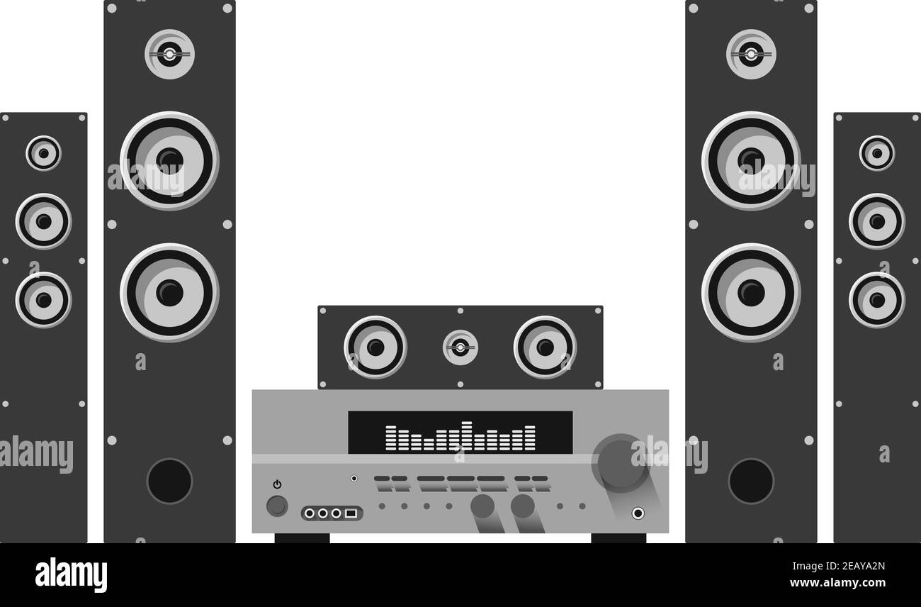 Home theatre acoustic system isolated on white background Stock Vector ...