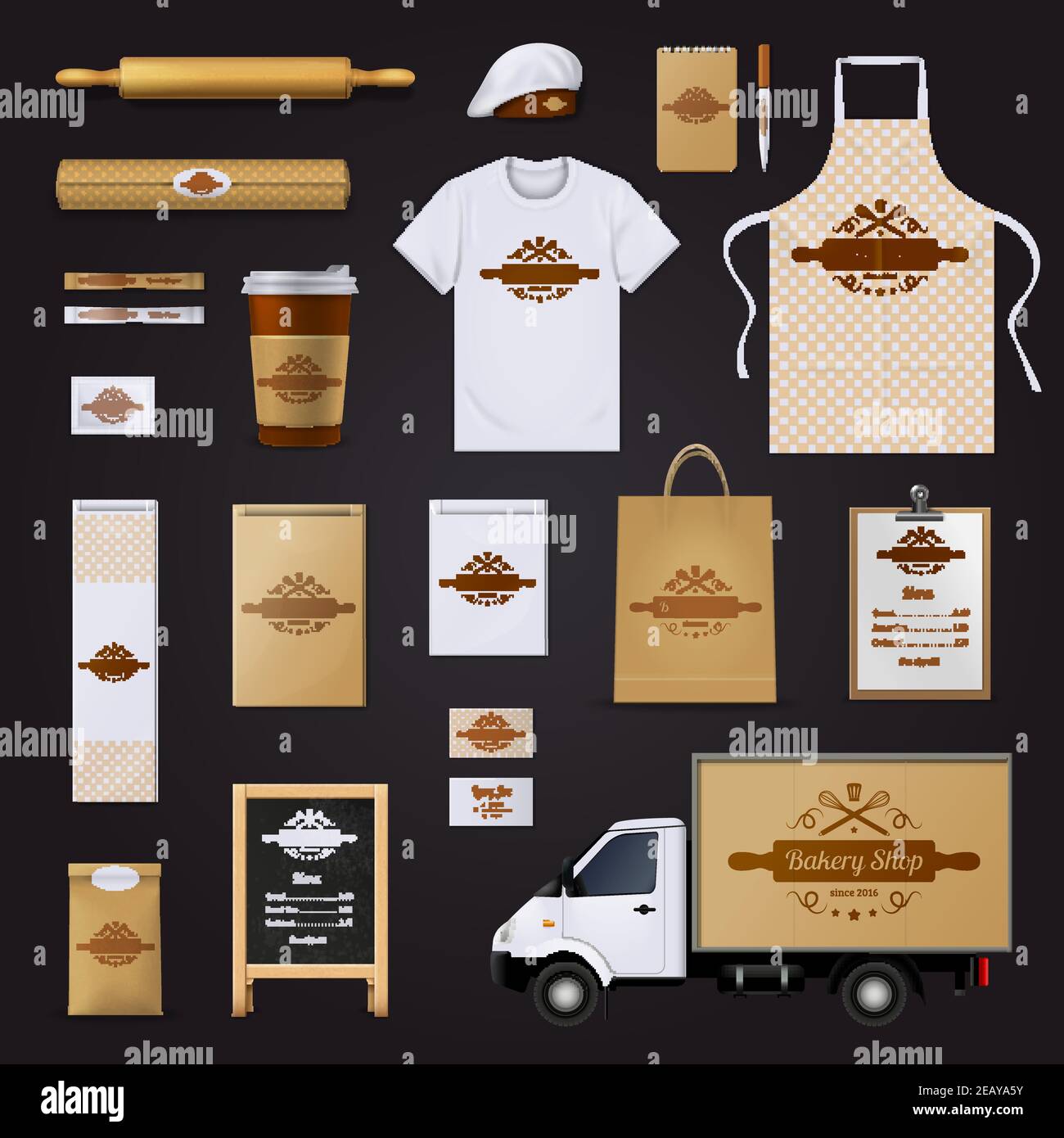 Modern authentic bakery shop corporate identity menu and price list ...