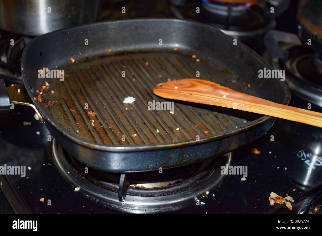 Hot food ready to be cooked on the gas stove, Hot yummy food is ready ...