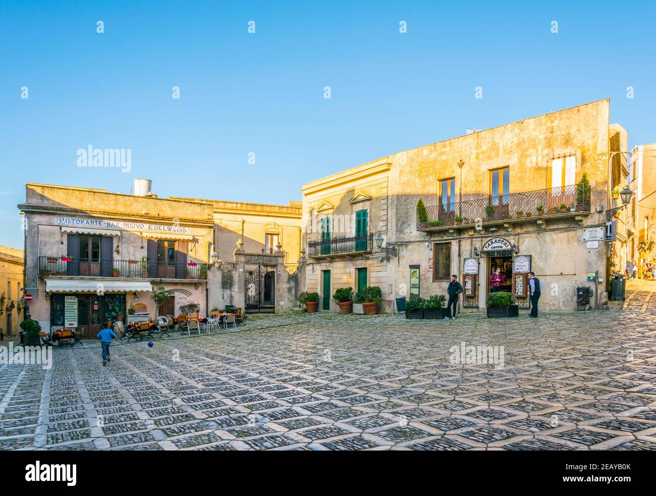 ERICE, ITALY, APRIL 20, 2017: View of a narrow street in the historical ...