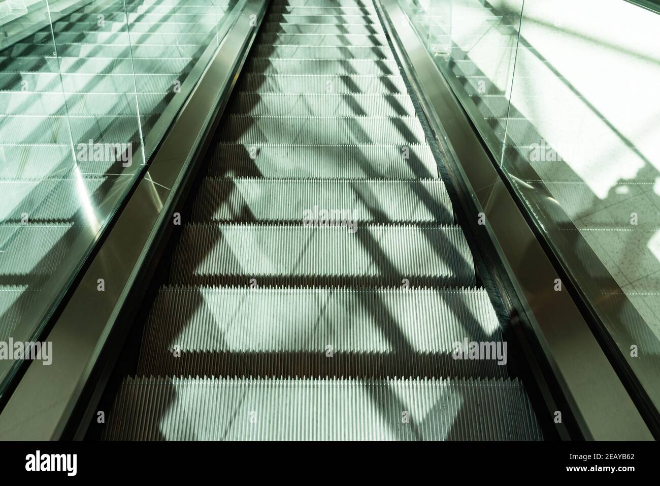 Travelator, moving walkway in shopping centre in bucharest, Romania ...