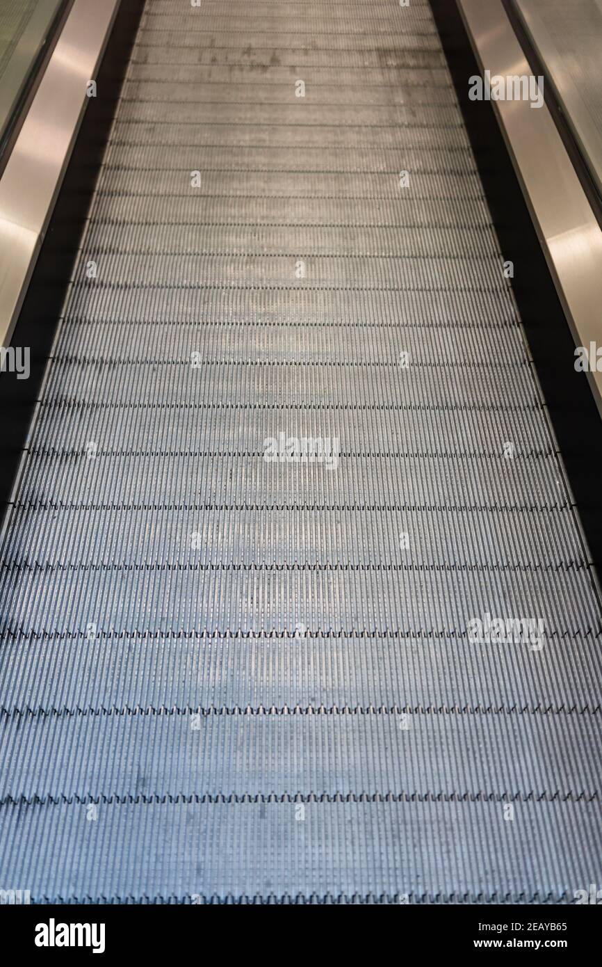 Travelator, moving walkway in shopping centre in bucharest, Romania ...
