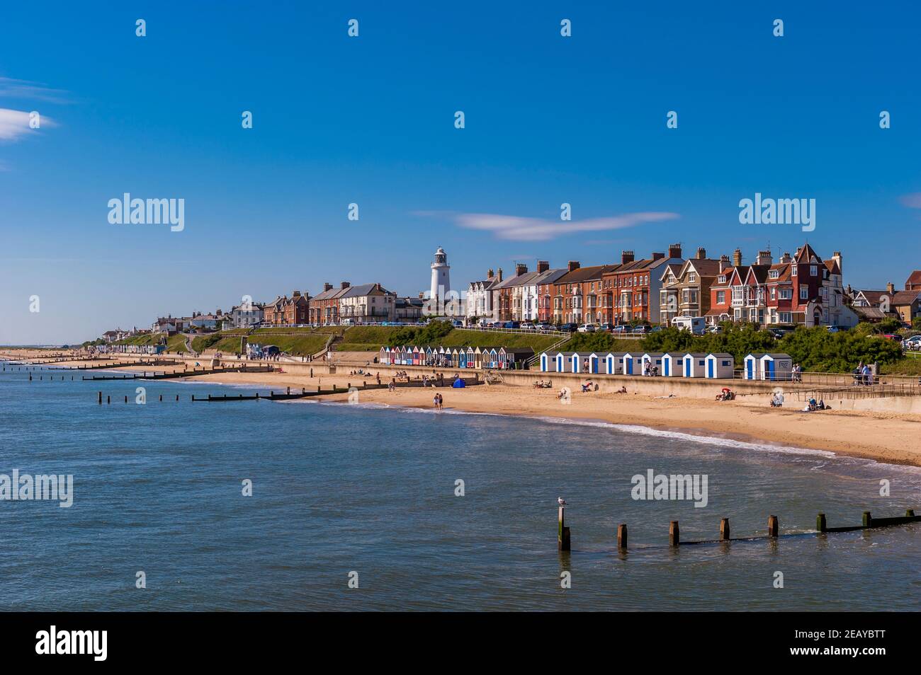 Southwold beach and seafront in Southwold , Suffolk , England , Britain ...