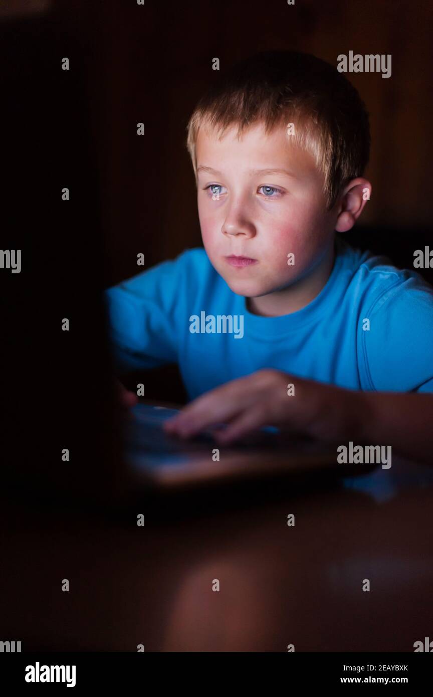A young boy on the internet Stock Photo - Alamy