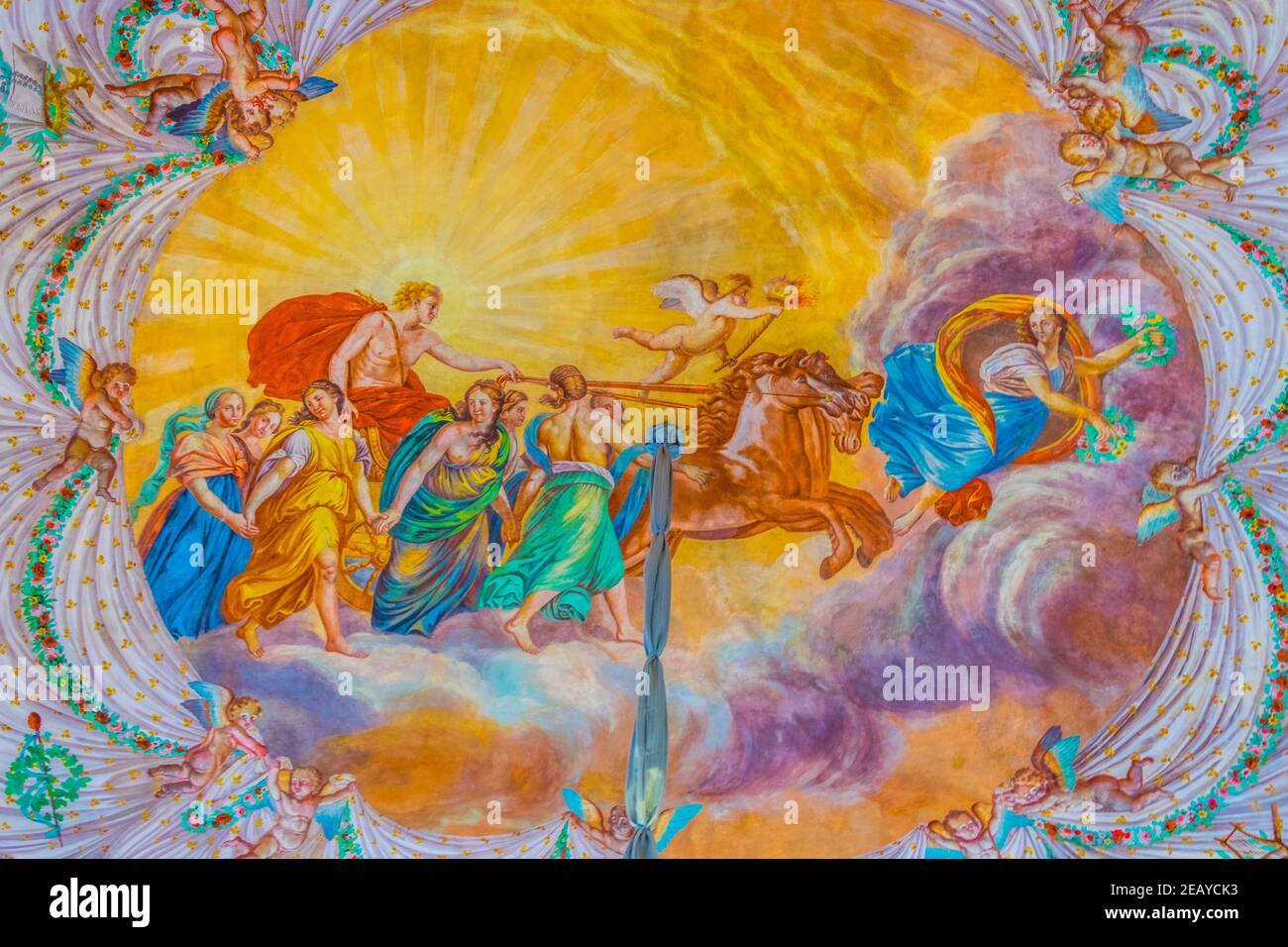 NOTO, ITALY, APRIL 25, 2017: Interior of the palazzo Nicolaci in Noto ...