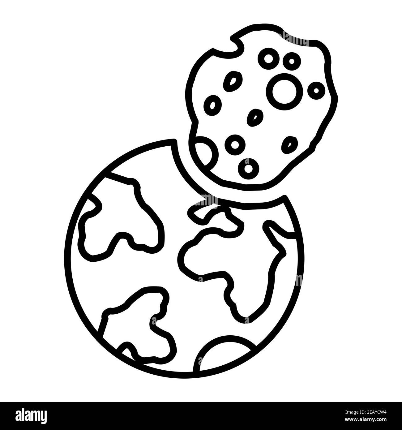 Outline illustration of a planet collision icon Stock Photo - Alamy