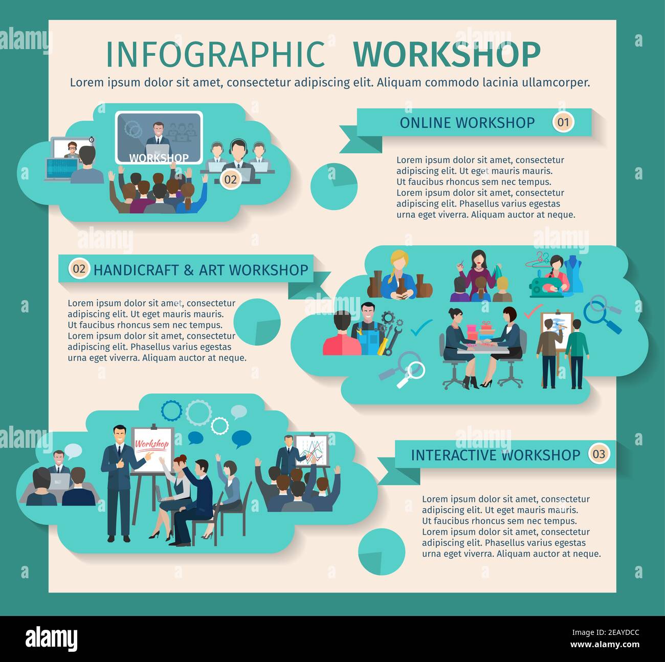 Workshop infographics set with art business and handicraft elements ...