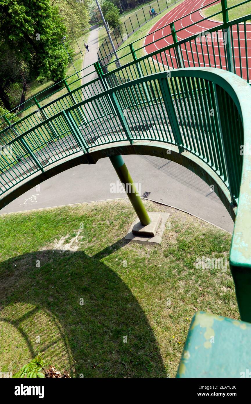View from the Spiral Railway Bridge, next to the Ladywell Arena ...