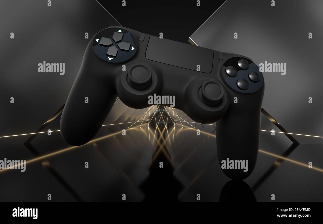 Game pad with dark metal background, 3d rendering. Computer digital ...