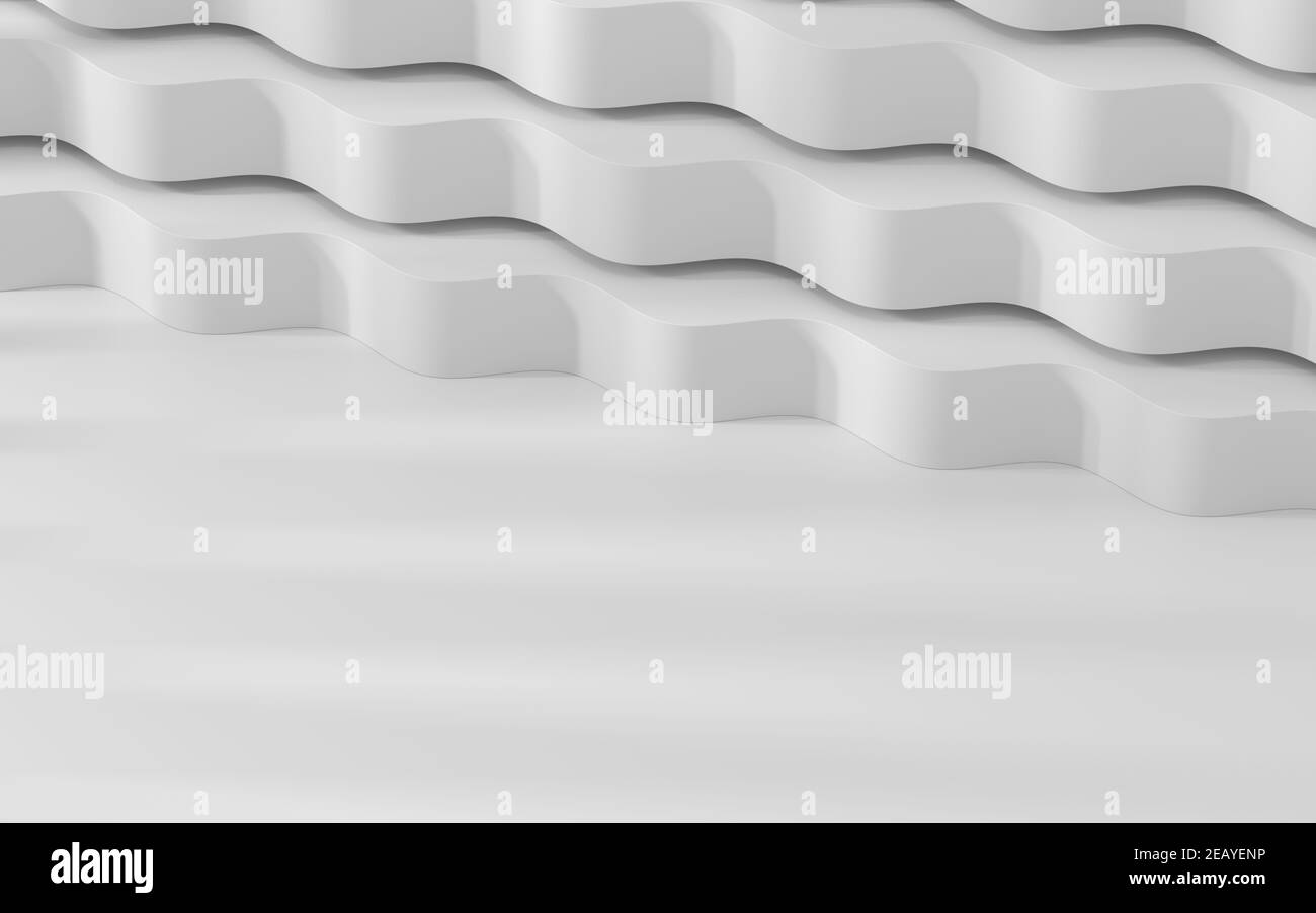 Empty floor with wave pattern, 3d rendering. Computer digital drawing ...