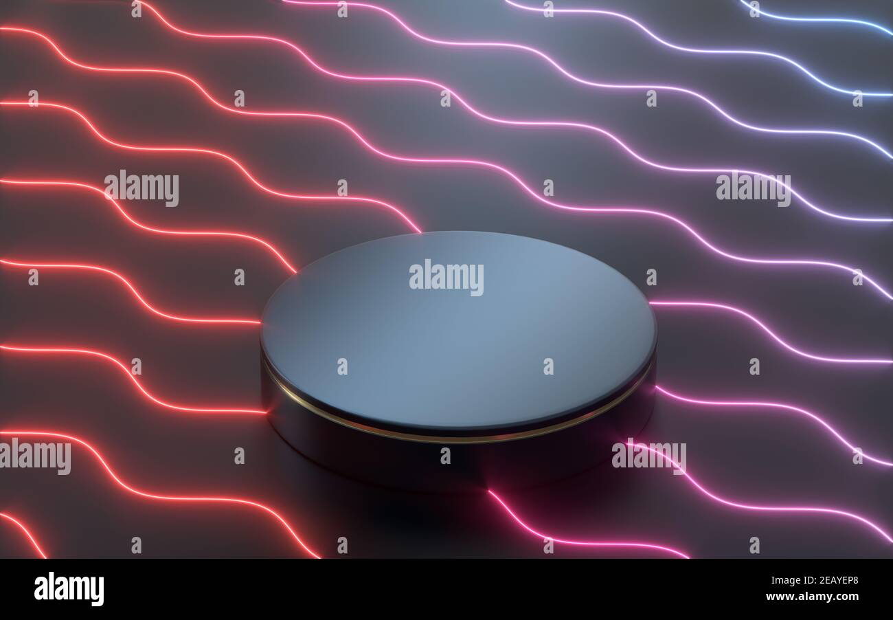 Round stage with wave pattern decoration, 3d rendering. Computer ...