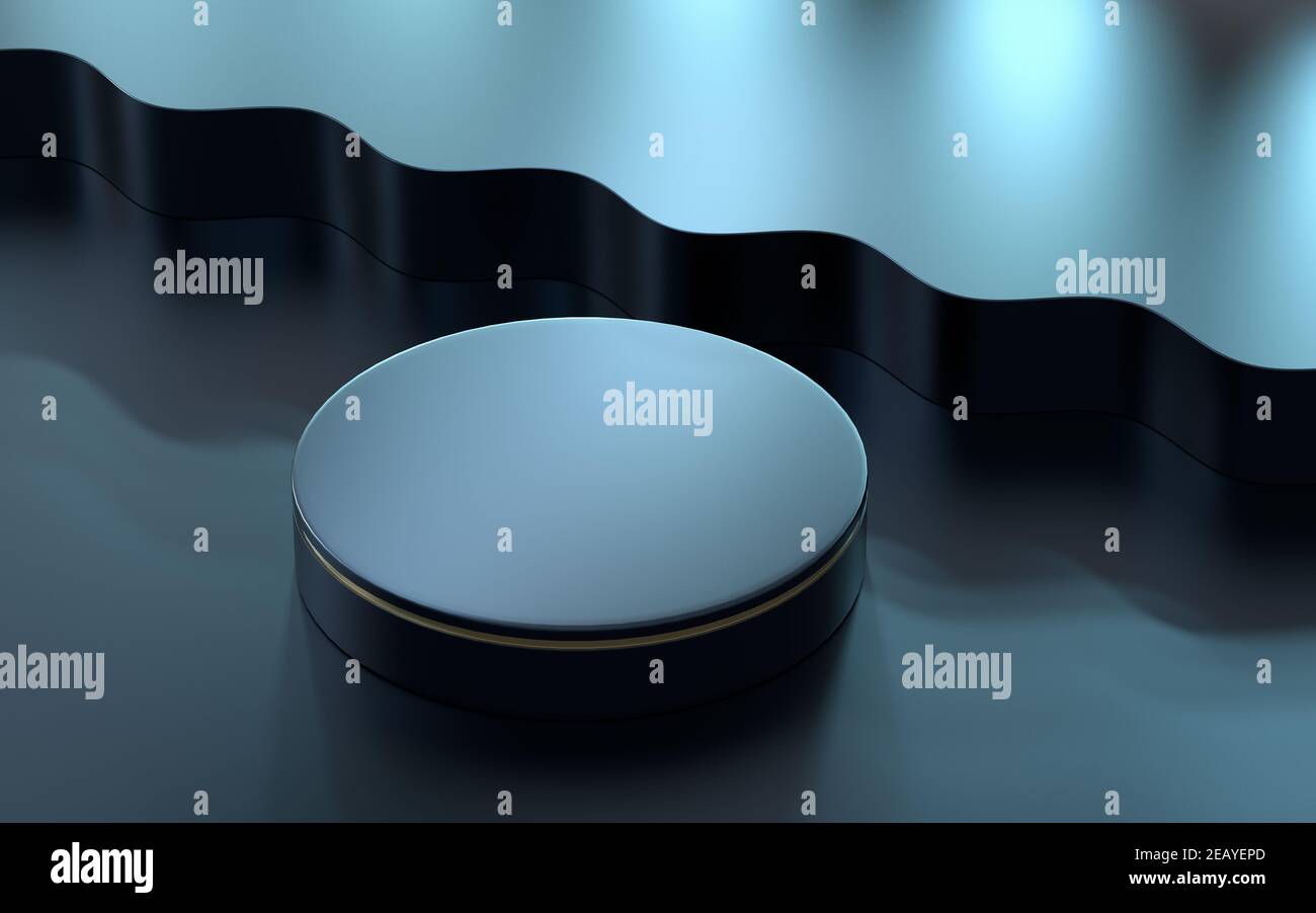 Round stage with wave pattern decoration, 3d rendering. Computer ...
