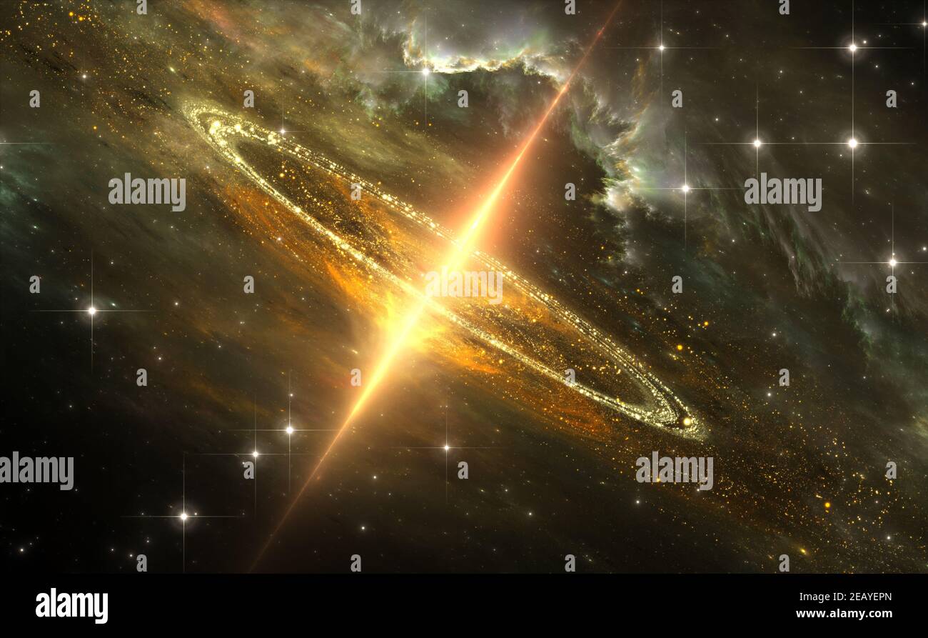 Supermassive black hole in galactic center, Gravitational singularity ...