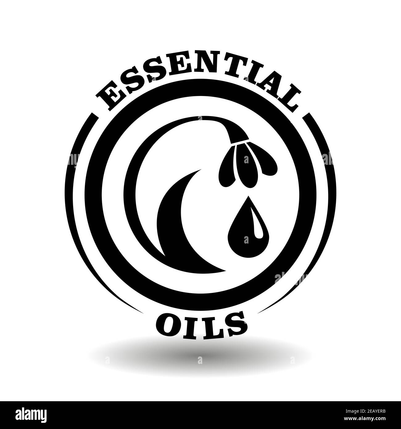 Vector stamp Essential oils drop with hand drawn floral illustration ...