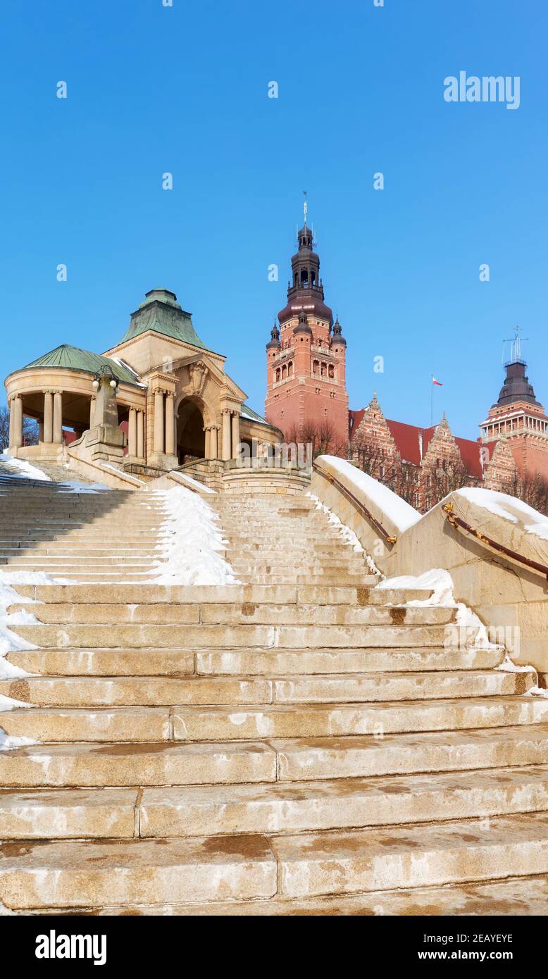 Chrobry Embankment, previously known as Haken Terrace in winter ...