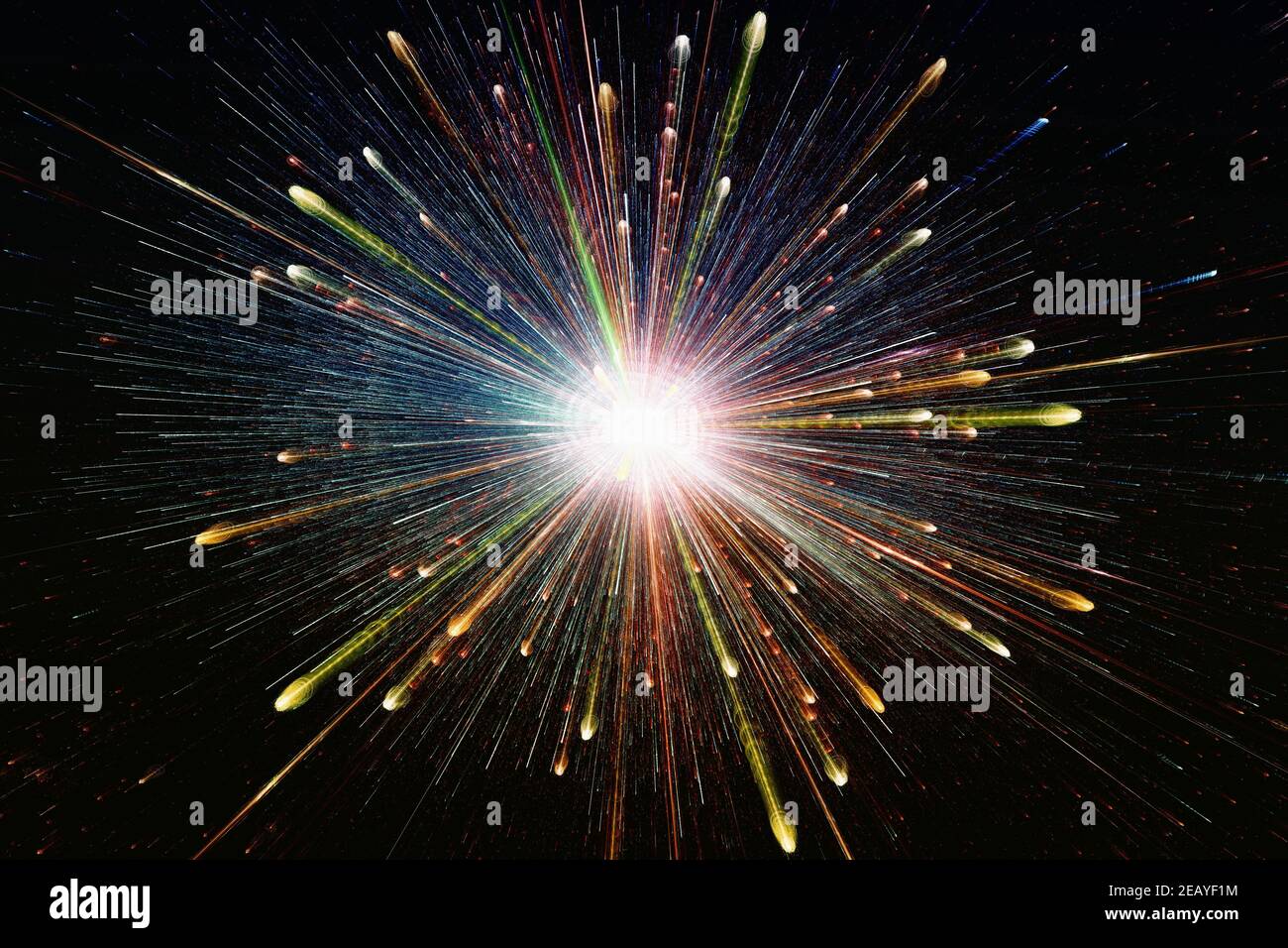 High-energy particles explosion. 3D illustration Stock Photo - Alamy