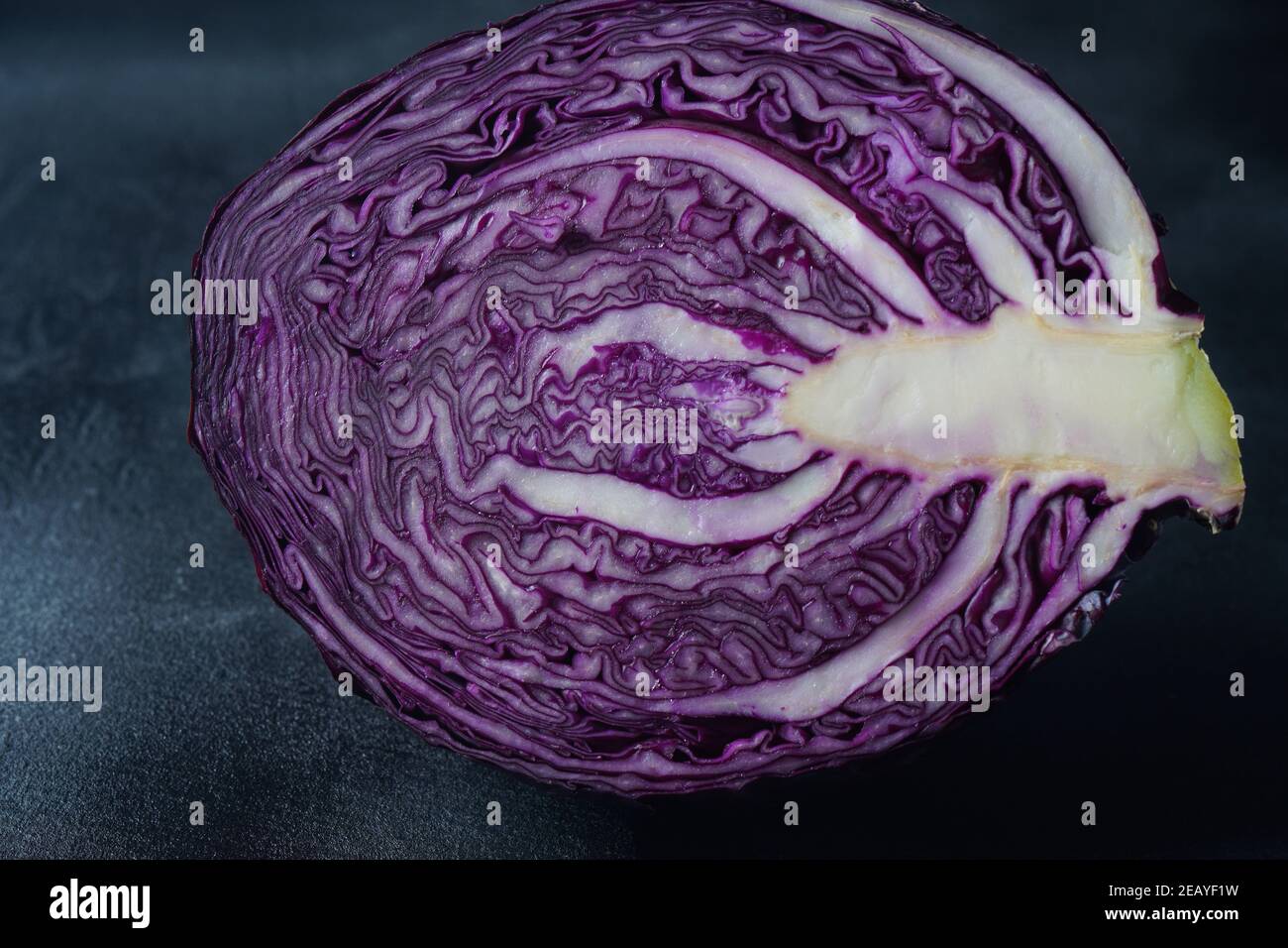 Red cabbage one slice. Fresh red cabbage sliced Stock Photo - Alamy