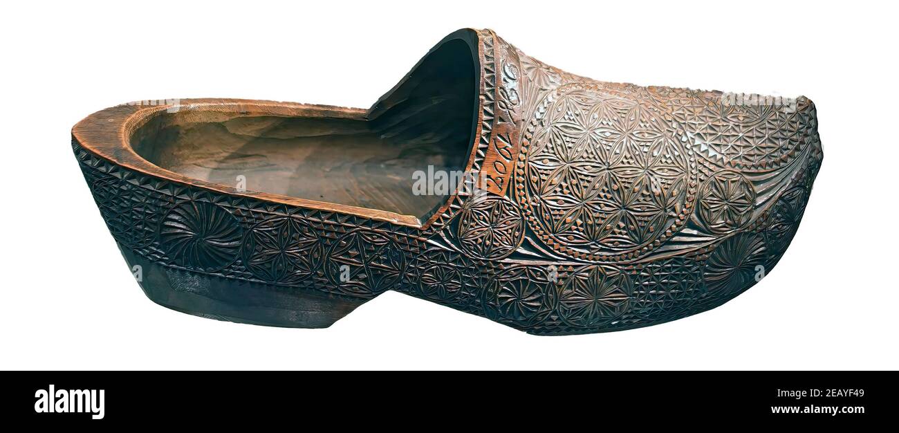 Dutch clog or a wooden shoe isolated in the white background Stock ...