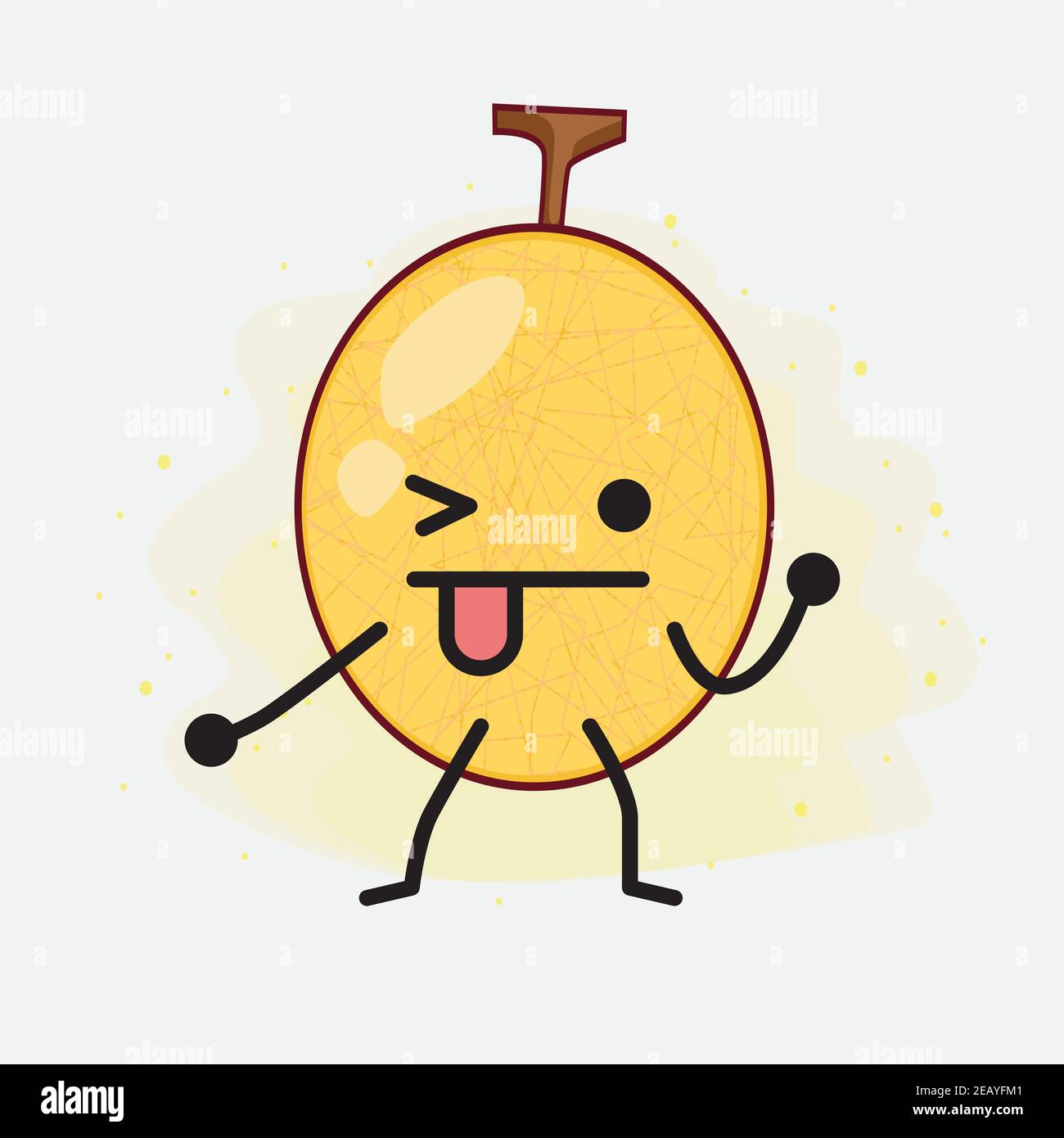 Vector Illustration of Yellow Honeydew Melon Character with cute face ...