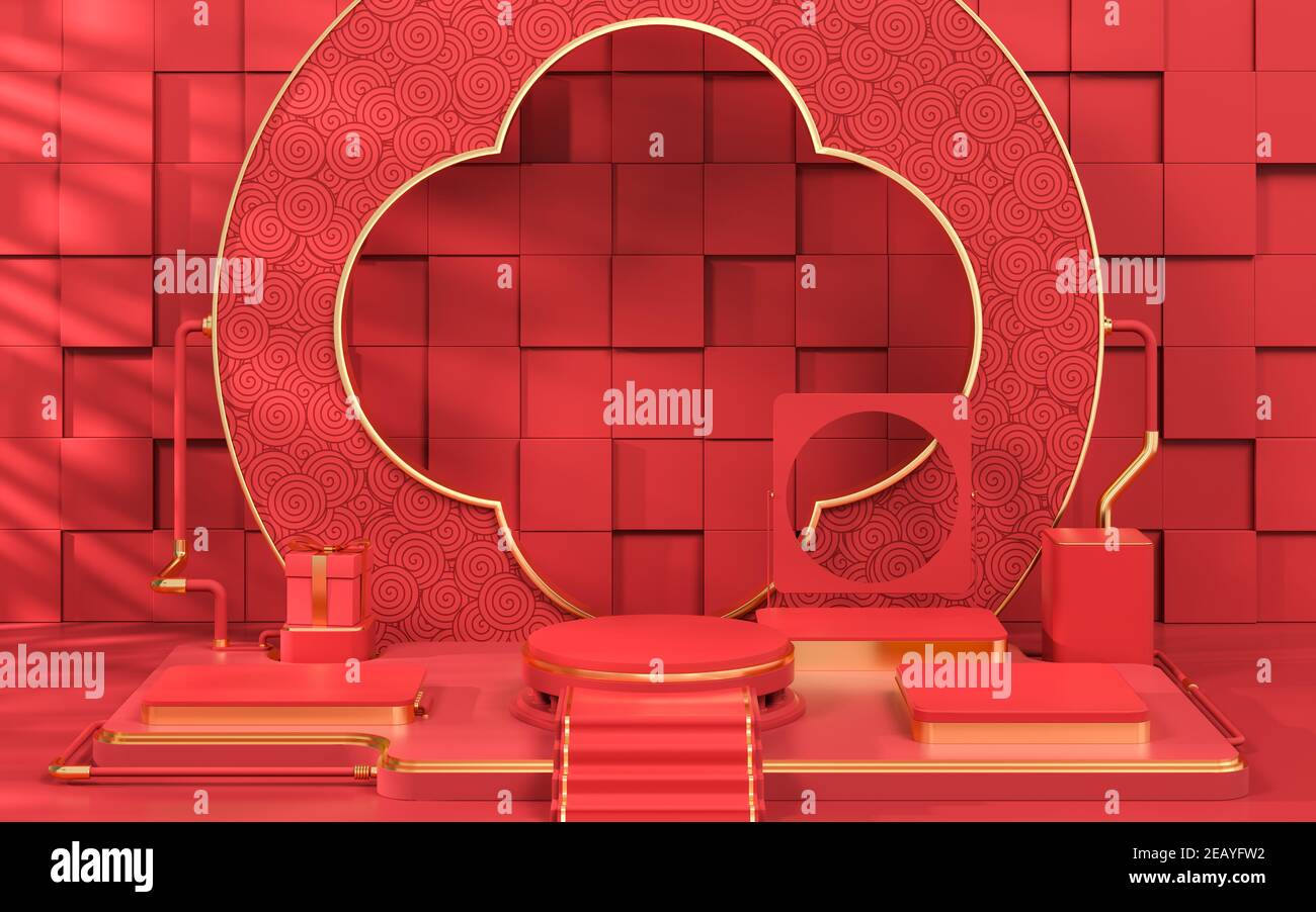 Empty showcase stage, Chinese style, 3d rendering. Computer digital drawing Stock Photo - Alamy