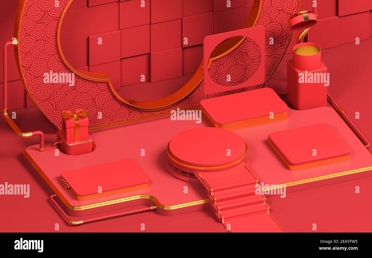 Empty showcase stage, Chinese style, 3d rendering. Computer digital drawing Stock Photo - Alamy