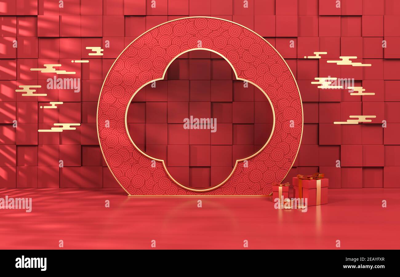 Empty showcase stage, Chinese style, 3d rendering. Computer digital drawing Stock Photo - Alamy