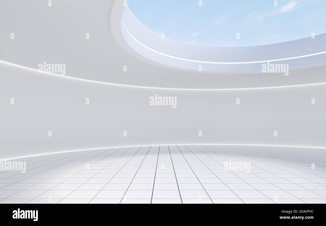 Empty round room with skylight, 3d rendering. Computer digital drawing ...