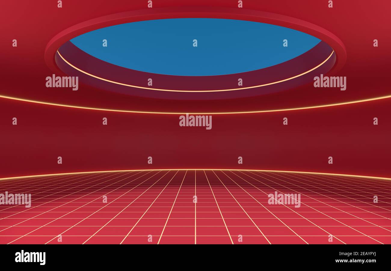 Empty round room with skylight, 3d rendering. Computer digital drawing ...