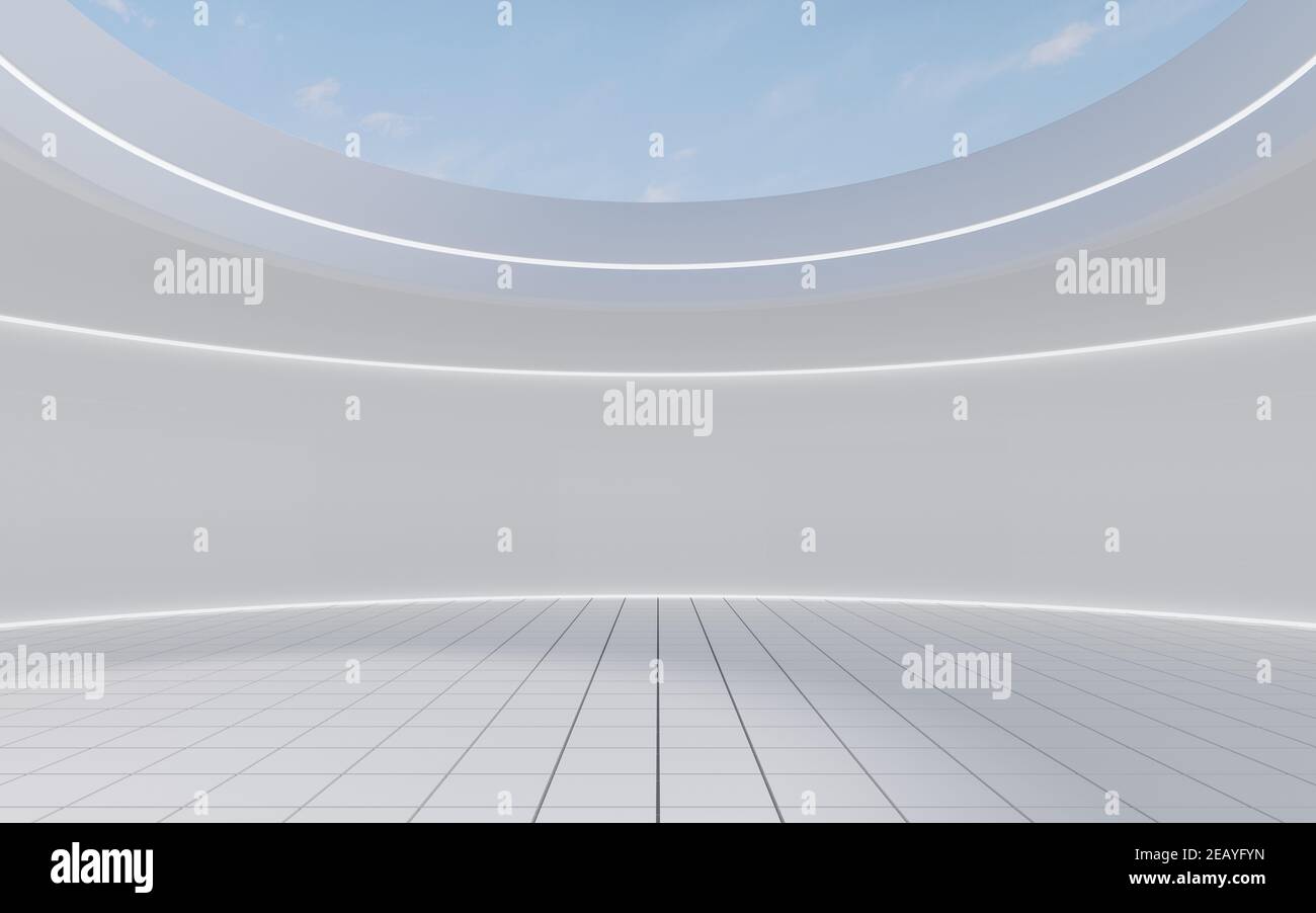 Empty round room with skylight, 3d rendering. Computer digital drawing ...