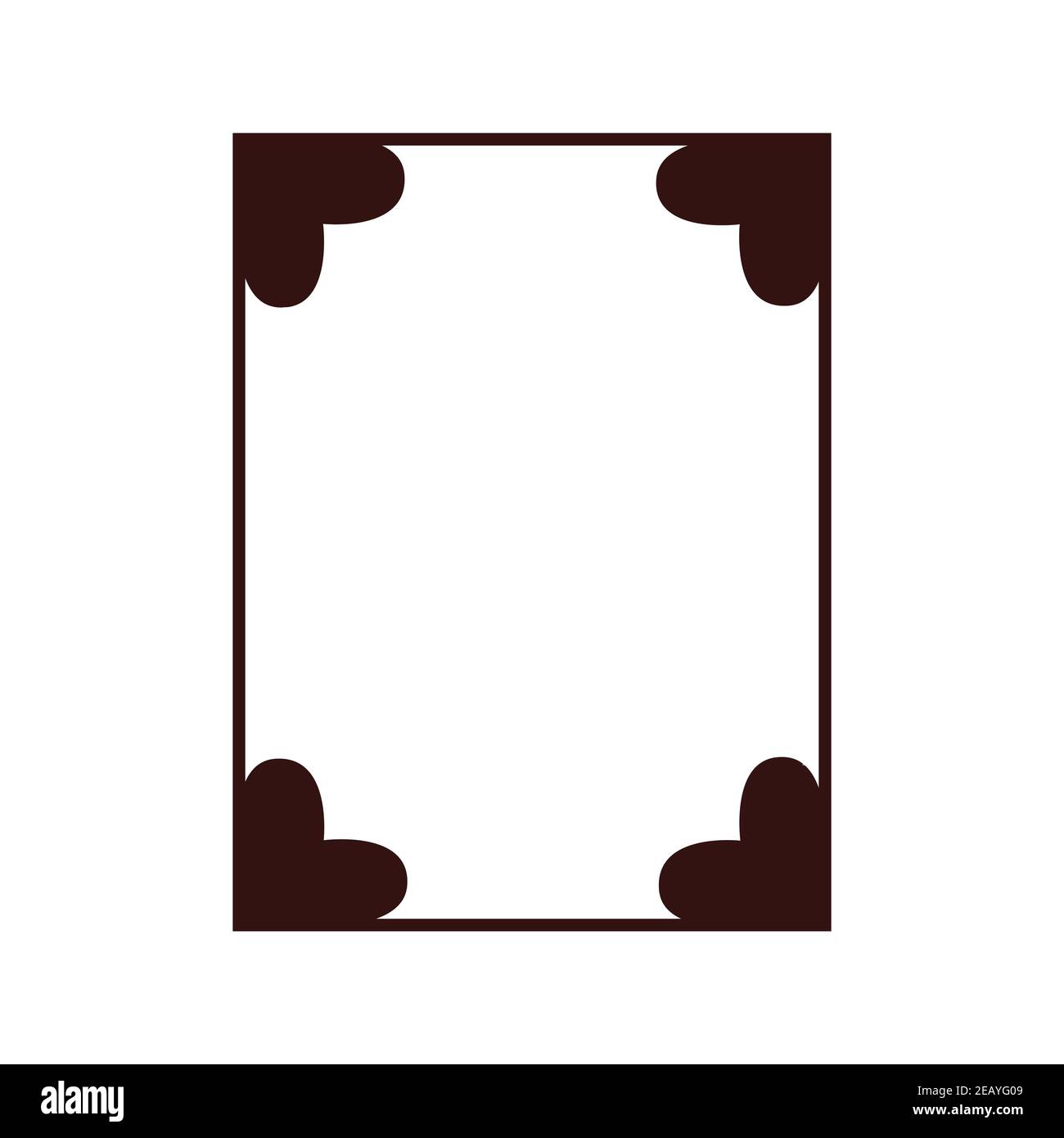 Decorative frame. Rectangle heart shapes border. Isolated element ...