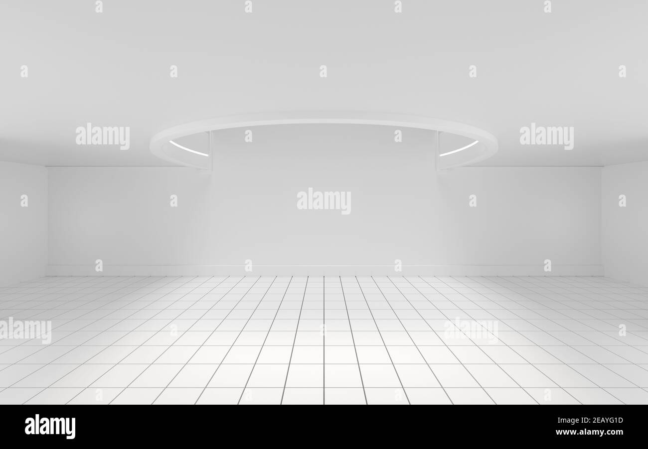Empty round room with a hole on the ceiling, 3d rendering. Computer ...