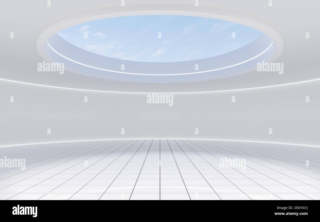 Empty round room with skylight, 3d rendering. Computer digital drawing ...
