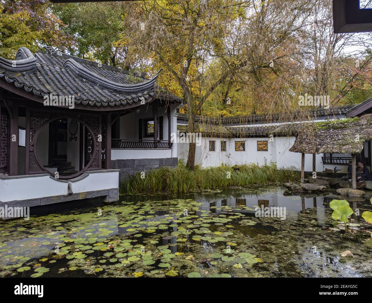 Beautiful architectural buildings in the Botanical Garden in Bochum ...