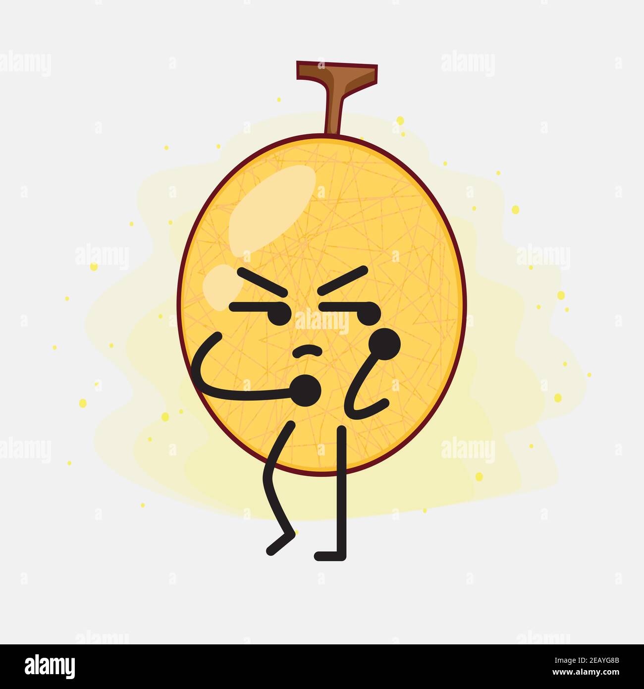 Vector Illustration of Yellow Honeydew Melon Character with cute face ...