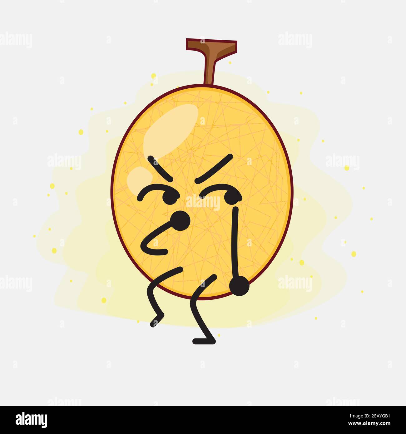 Vector Illustration of Yellow Honeydew Melon Character with cute face ...