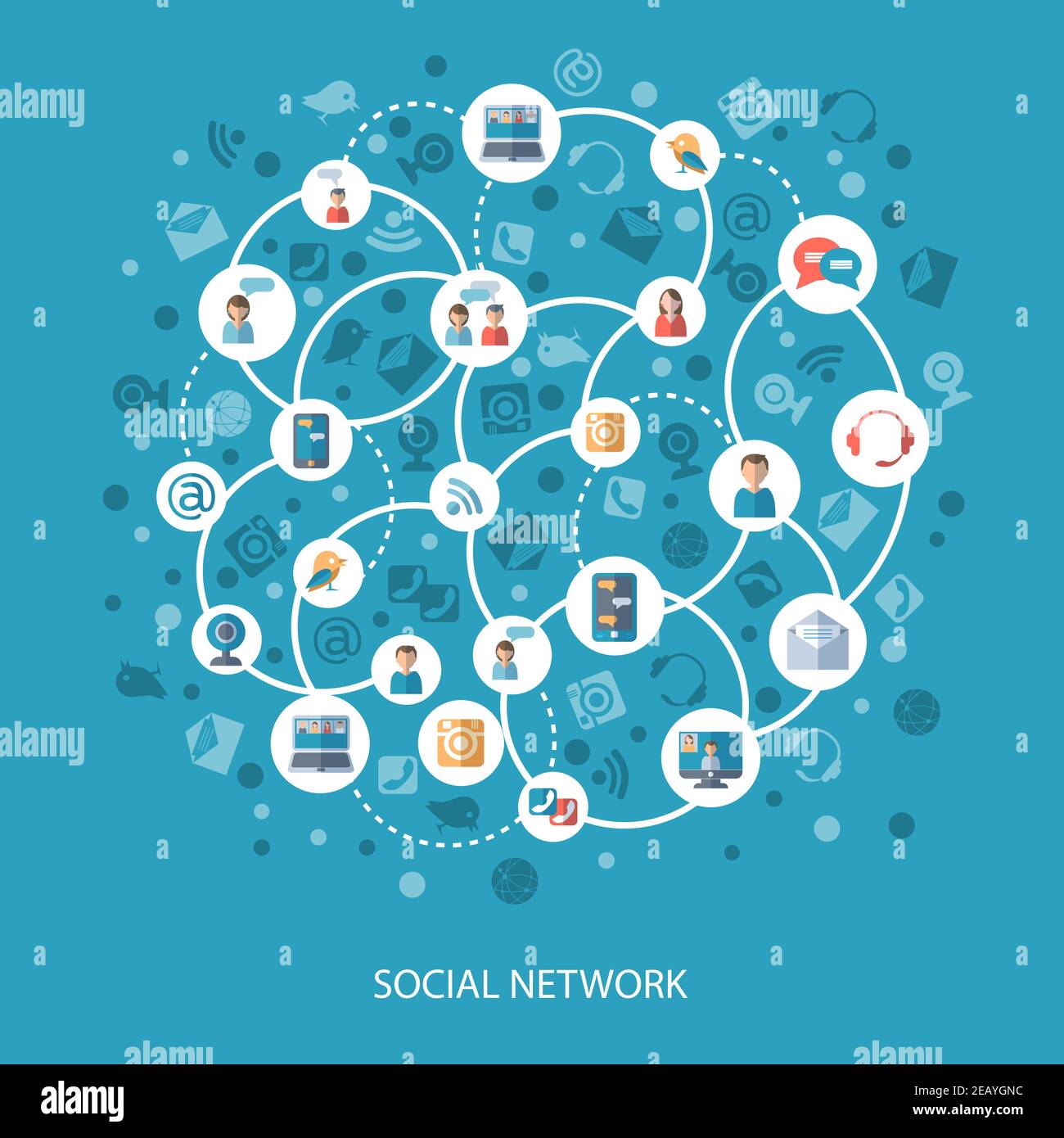 Social networks and communication connecting people online concept on ...
