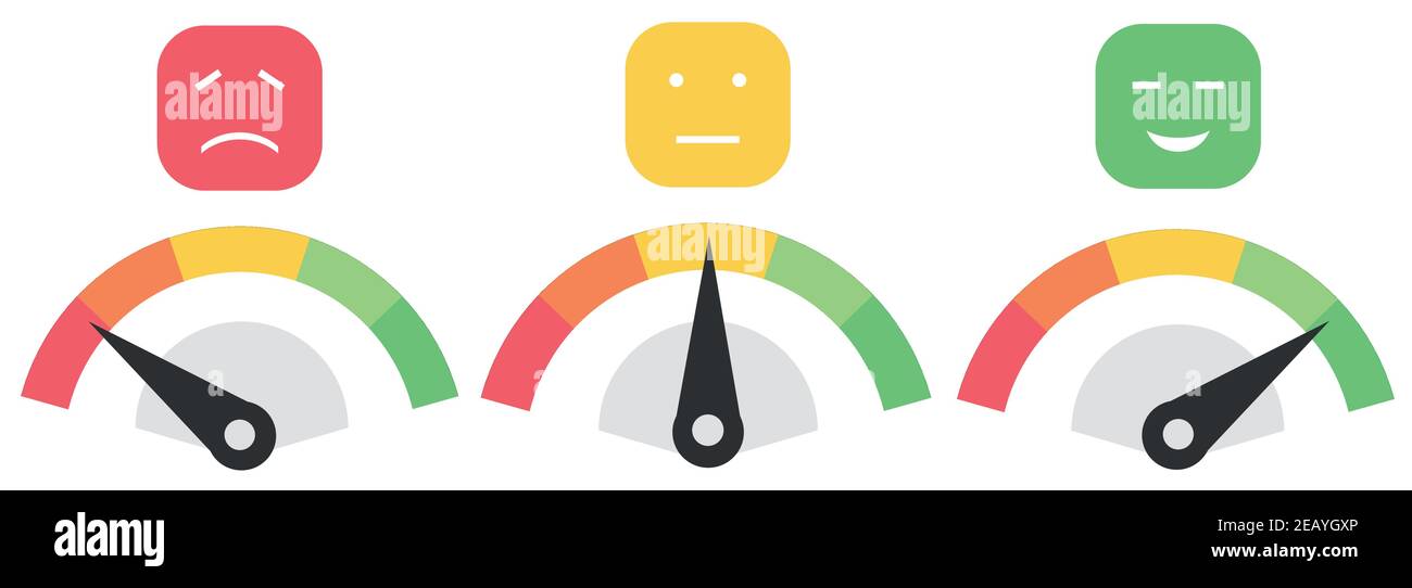 Customer icon emotions satisfaction meter with different symbol on ...