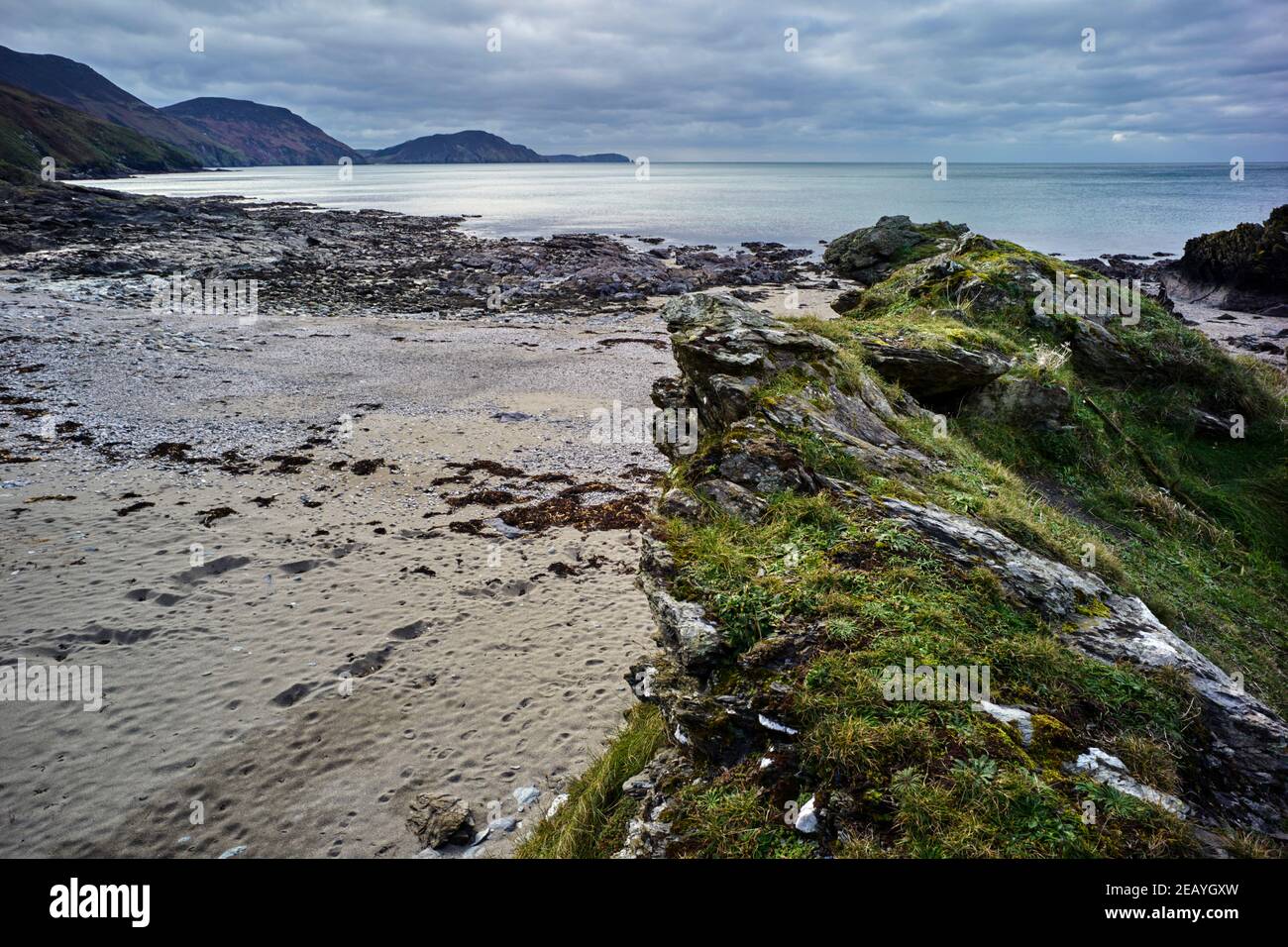 Looking out to sea from the beach at Whitestrand, Niarbyl, Isle of Man ...
