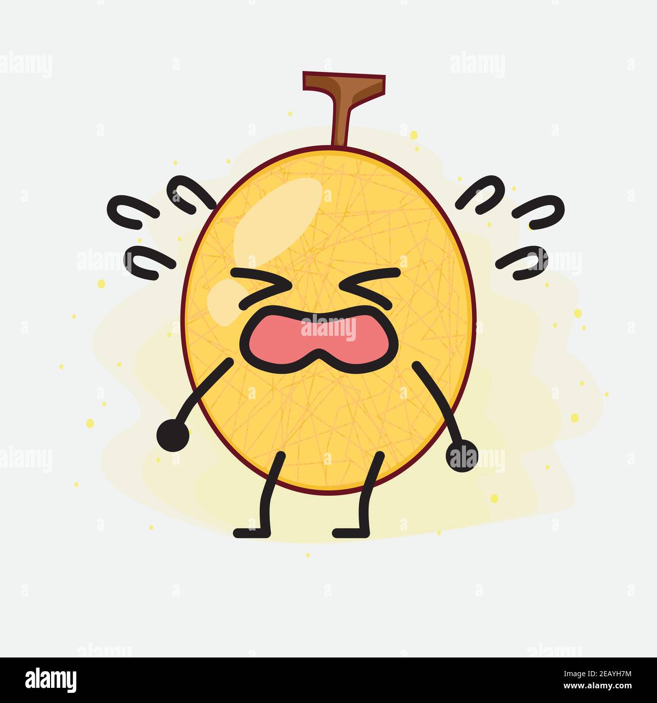 Vector Illustration of Yellow Honeydew Melon Character with cute face ...